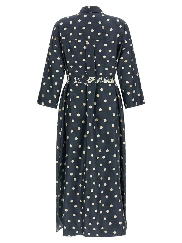 Max Mara S Mmleva' Silk Twill Polka Dot Midi Dress