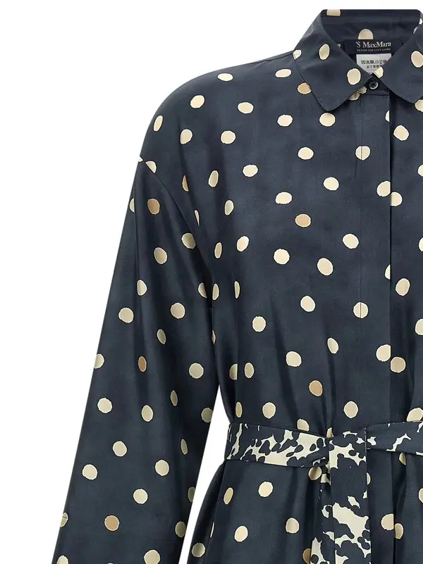 Max Mara S Mmleva' Silk Twill Polka Dot Midi Dress