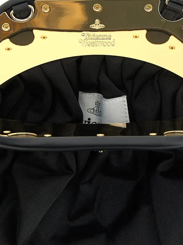 VIVIENNE WESTWOOD Brooke Crinkled Fabric Clutch With Gold Tone Orb Logo - Black