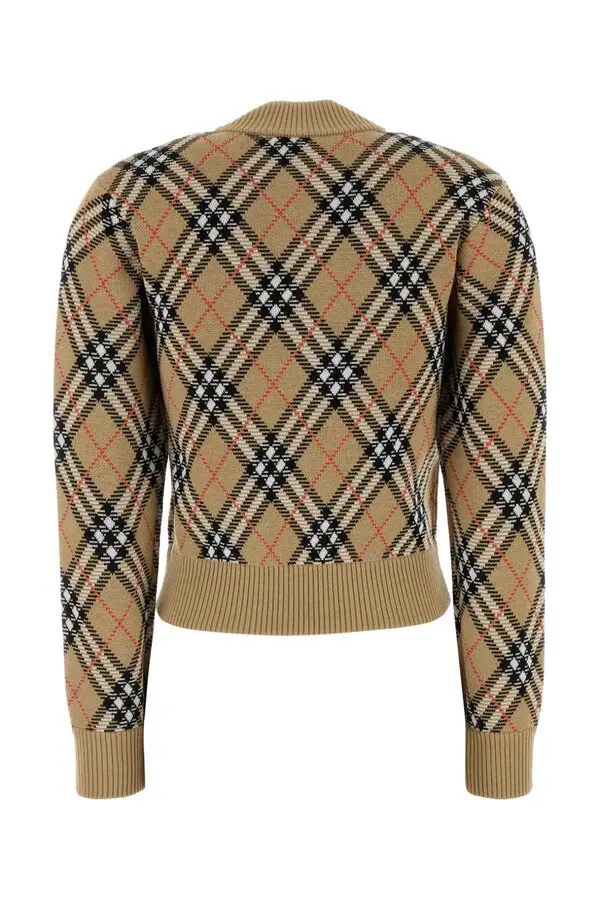 Burberry Checked Wool Blend Cardigan