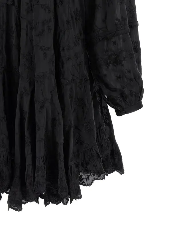 Isabel Marant Étoile Zame Embroidered Cotton Silk Mini Dress - Black