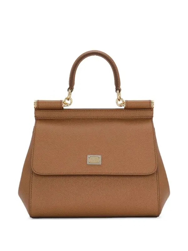Dolce & Gabbana Sicily Medium Dauphine Calf Leather Handbag - Brown
