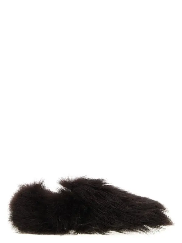 TOD'S Gommino Long-haired Sheep Fur Loafers - Brown