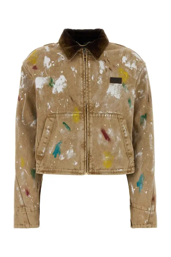 Moschino Cotton Jacket With Paint Splatter Detail - Brown