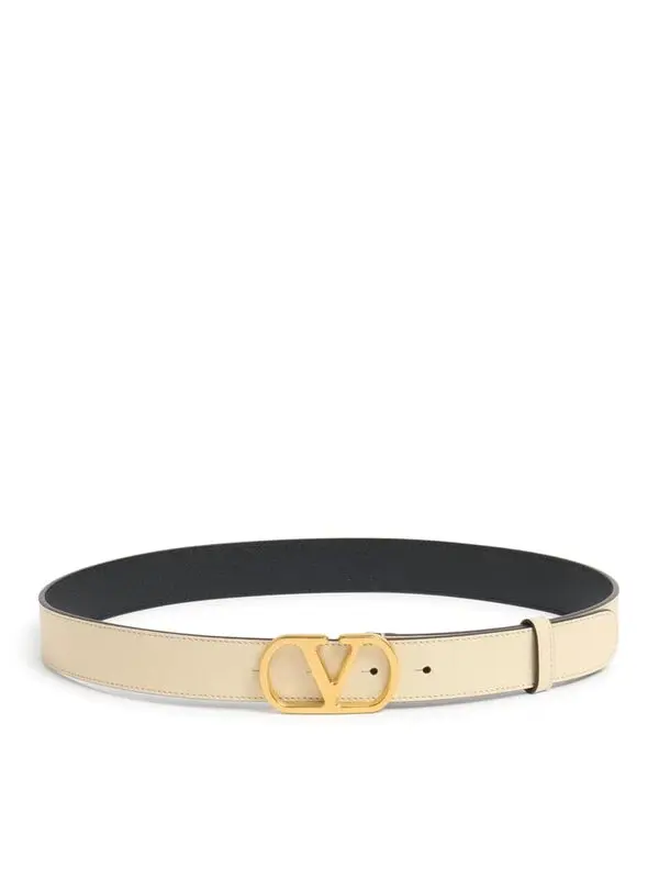 Valentino Garavani Vlogo Signature Belt In Glossy Calfskin 30mm - White