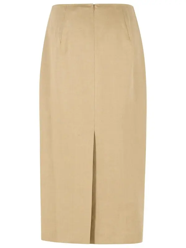 Max Mara Veranda Camel Linen Diagonal Slim Skirt - Cream