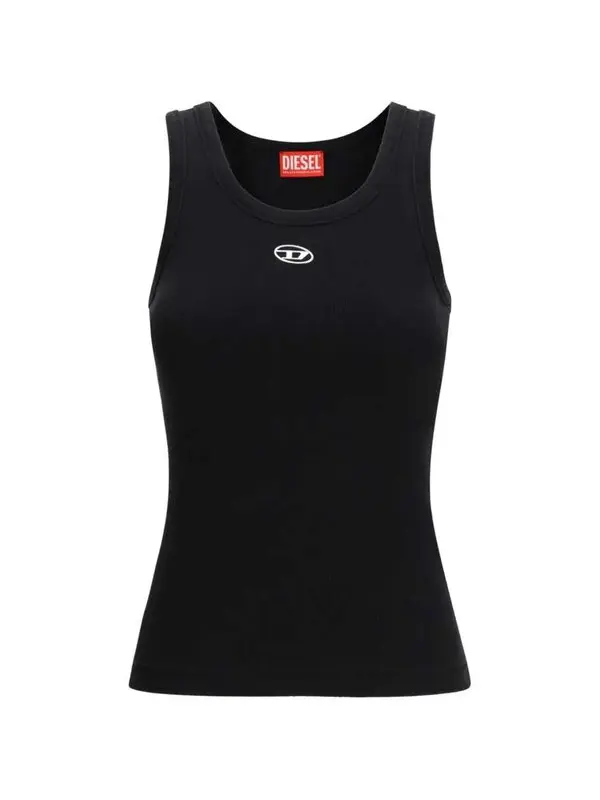 DIESEL® Sleeveless Crew Neck Tank Top With Oval D Logo - Black