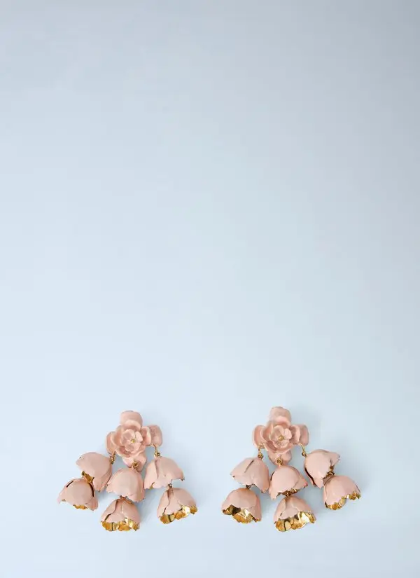 Chloé Floral Drop Earrings - Pink