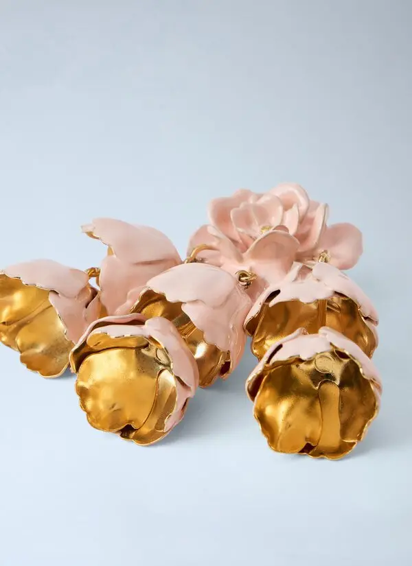 Chloé Floral Drop Earrings - Pink