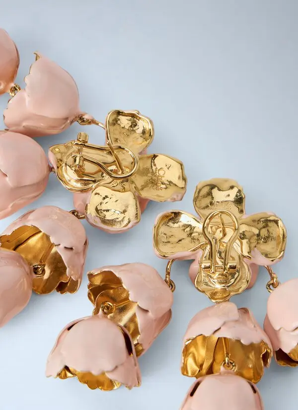 Chloé Floral Drop Earrings - Pink