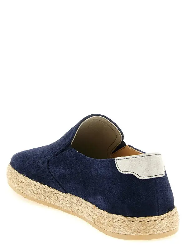 Brunello Cucinelli Suede Espadrilles With Contrasting Heel - Blue
