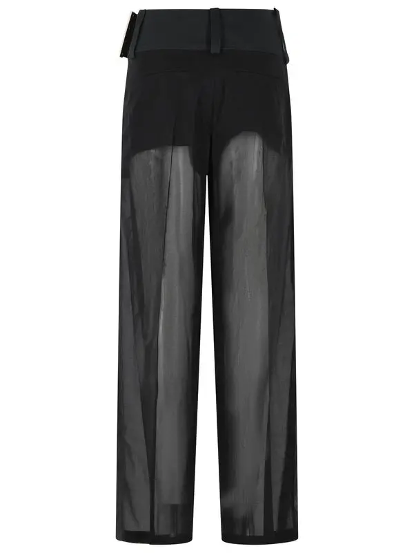 Sportmax Organzato Cotton Voile Loose Pants - Black
