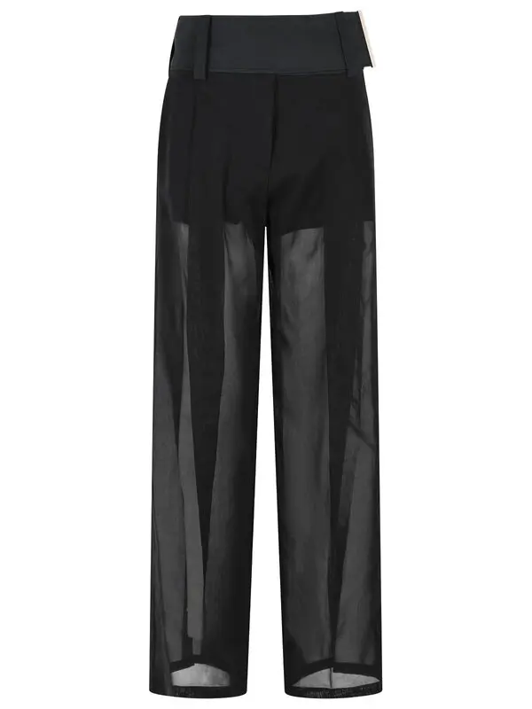 Sportmax Organzato Cotton Voile Loose Pants - Black