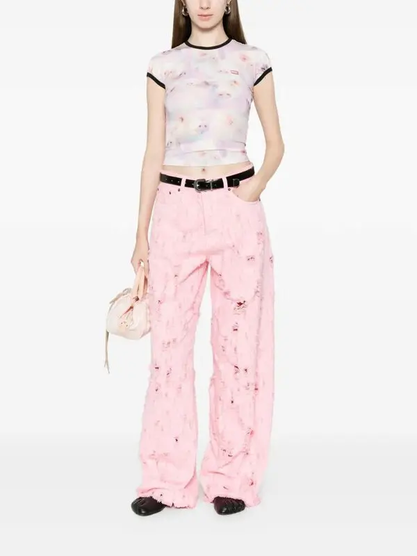 DIESEL® Printed T-shirt With Fringed Trim