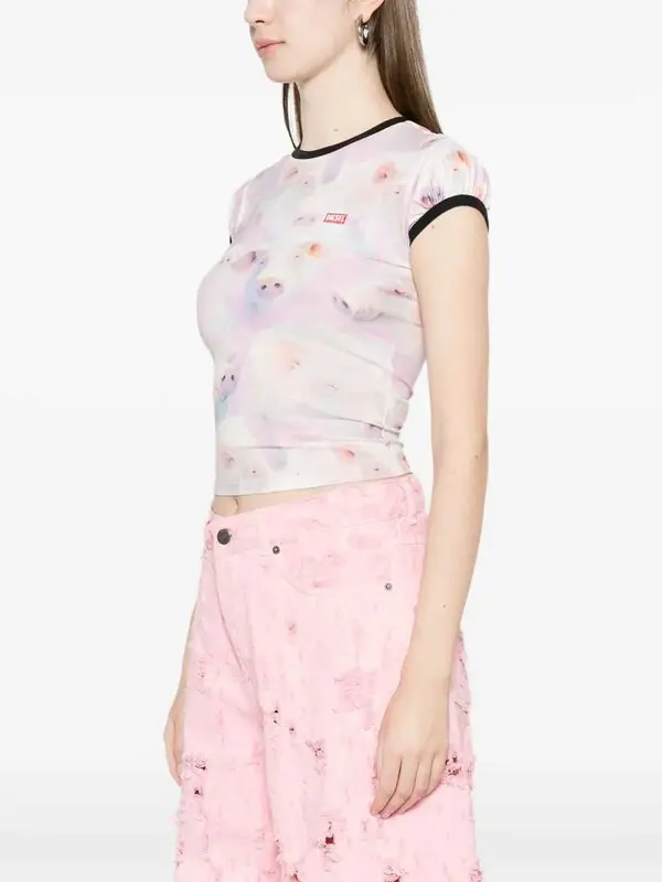 DIESEL® Printed T-shirt With Fringed Trim