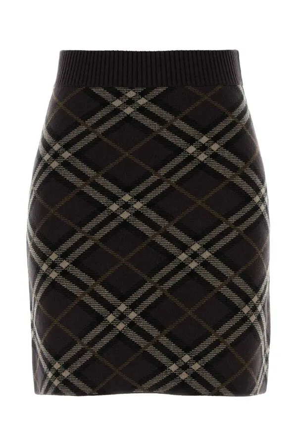 Burberry Embroidered Stretch Wool Blend Mini Skirt - Multicolor