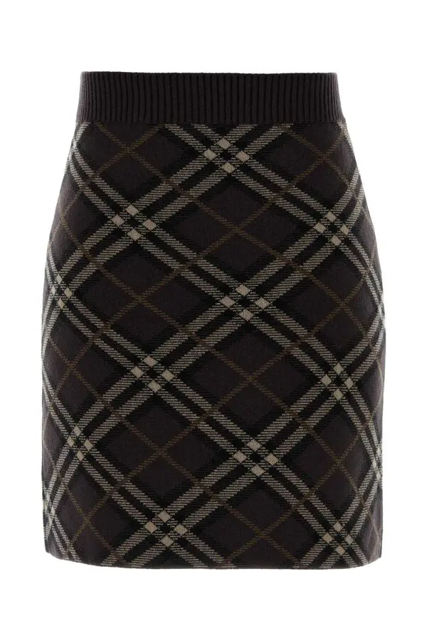 Burberry Embroidered Stretch Wool Blend Mini Skirt - Multicolor