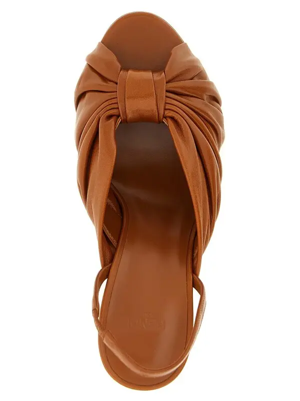 Fendi Arco Slingback Heels In Shiny Nappa Leather - Brown
