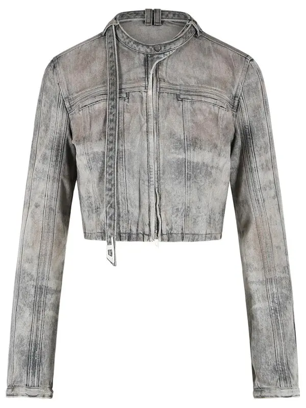 DIESEL® Saphix Cropped Jacket With Belted Neck - Gray