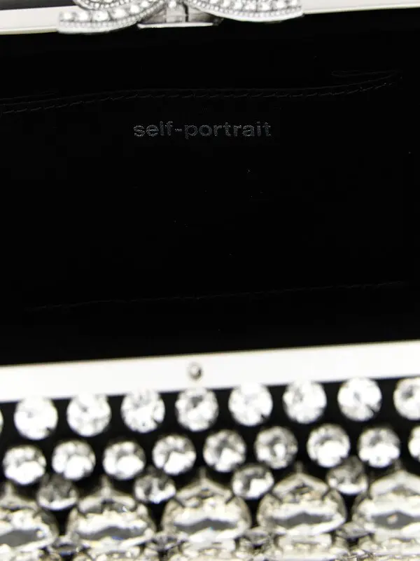 SELF-PORTRAIT Embellished Satin Clutch With Bow Detail