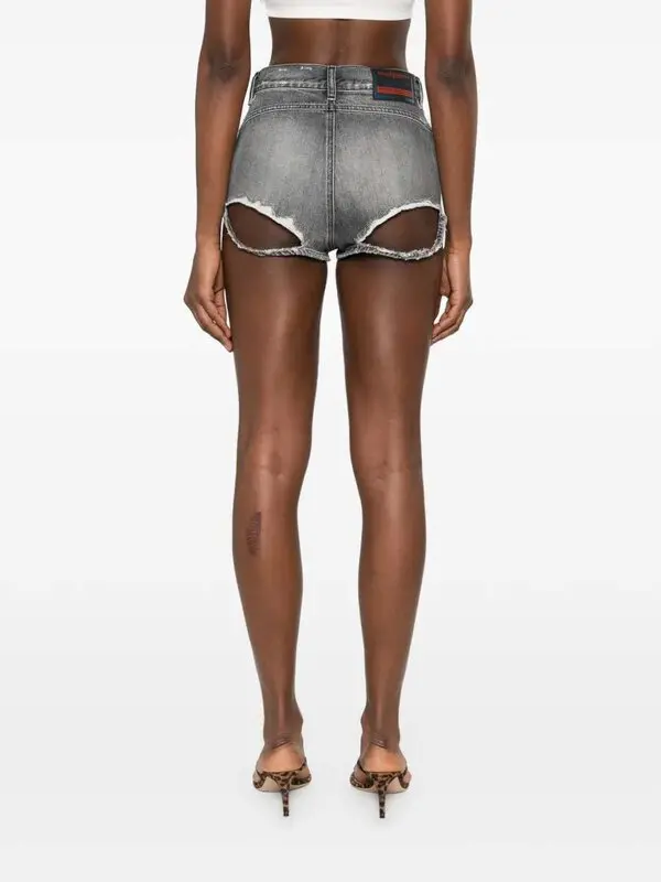 DIESEL® Distressed Denim Shorts With Frayed Hem - Gray