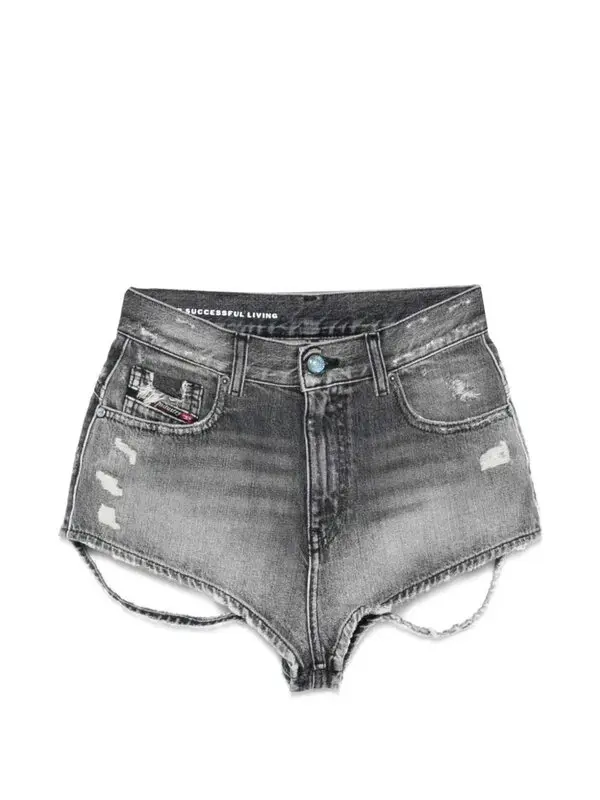 DIESEL® Distressed Denim Shorts With Frayed Hem - Gray