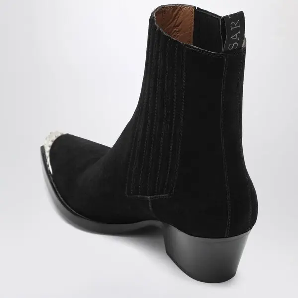 Sartore Suede Wax Ankle Boots With Metal Detail