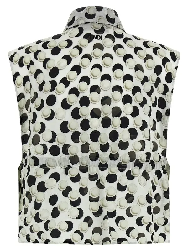 Fendi Jacquard Polka Dot Silk Cropped Shirt
