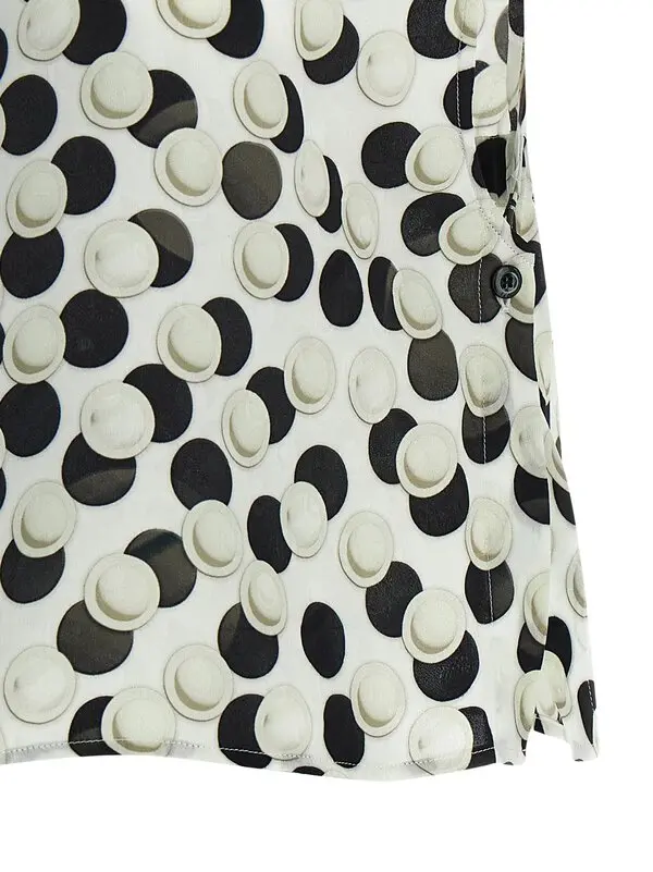 Fendi Jacquard Polka Dot Silk Cropped Shirt