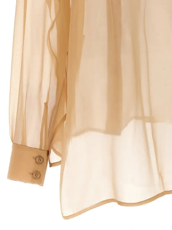 Alberta Ferretti Sheer Silk Chiffon Shirt - Cream