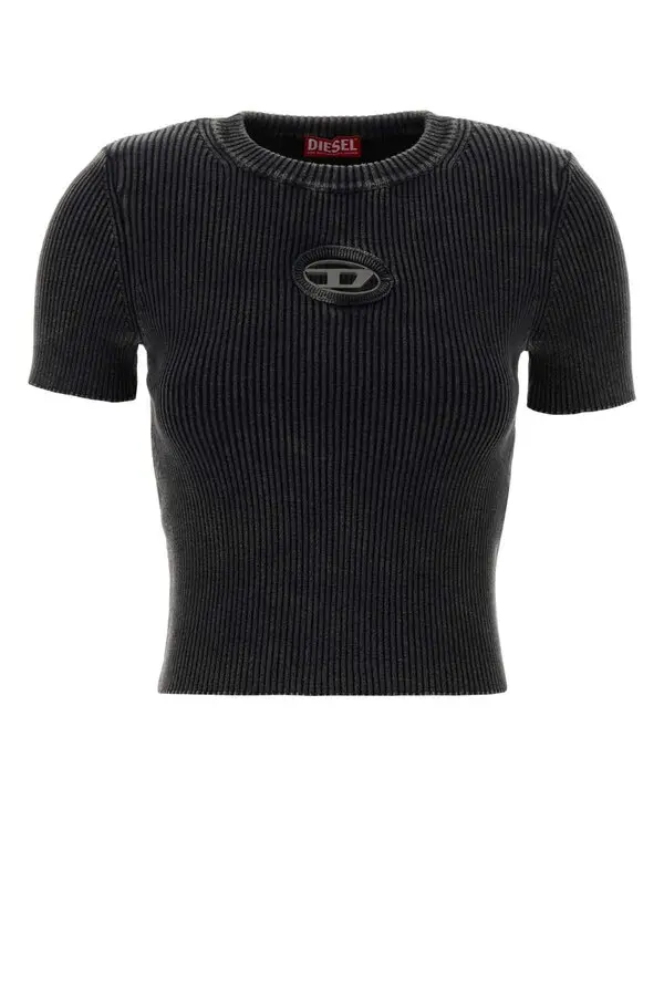 DIESEL® Ribbed Knit T-shirt With Logo Detail