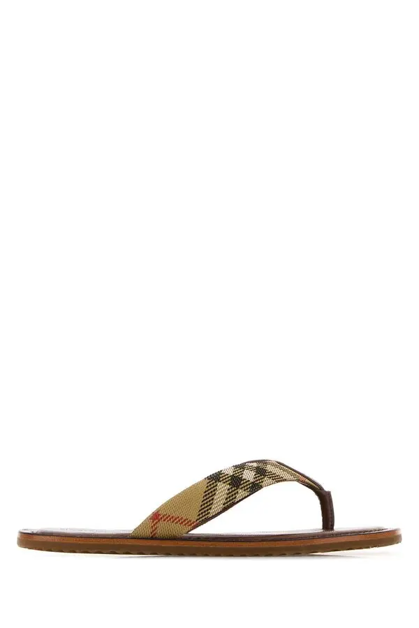 Burberry Embroidered Fabric Thong Slippers - Multicolor