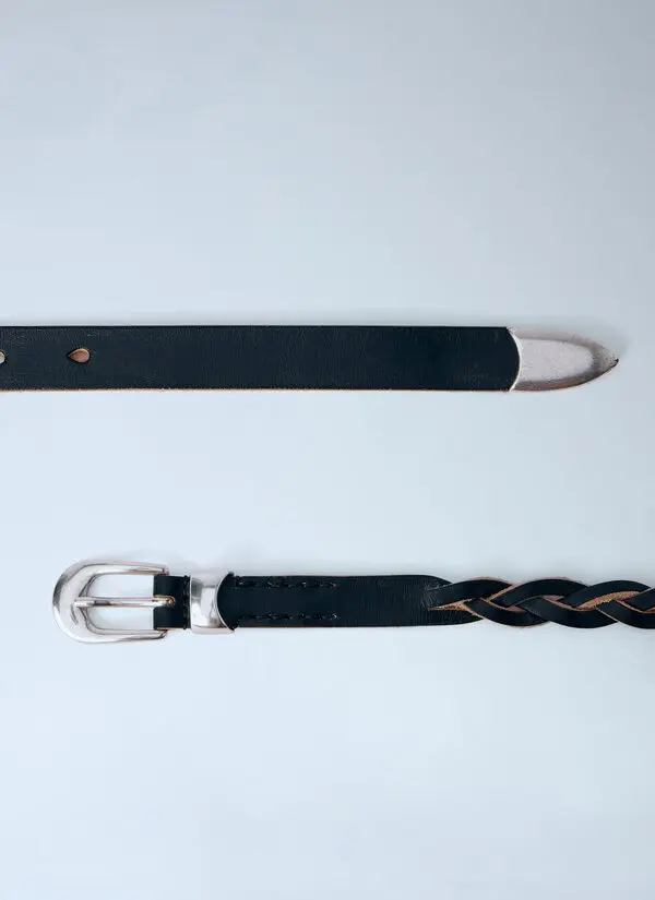 Our Legacy 2 Cm Braided Leather Belt With Metal Buckle
