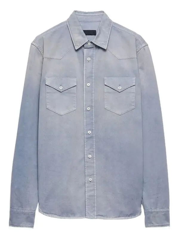 Prada Washed Gabardine Vintage-effect Shirt - Blue