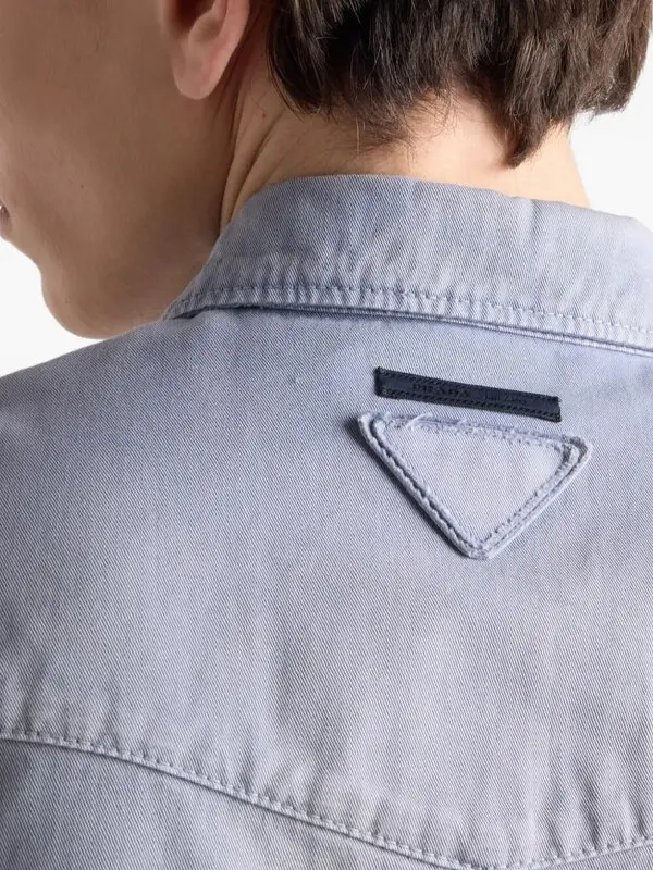 Prada Washed Gabardine Vintage-effect Shirt - Blue