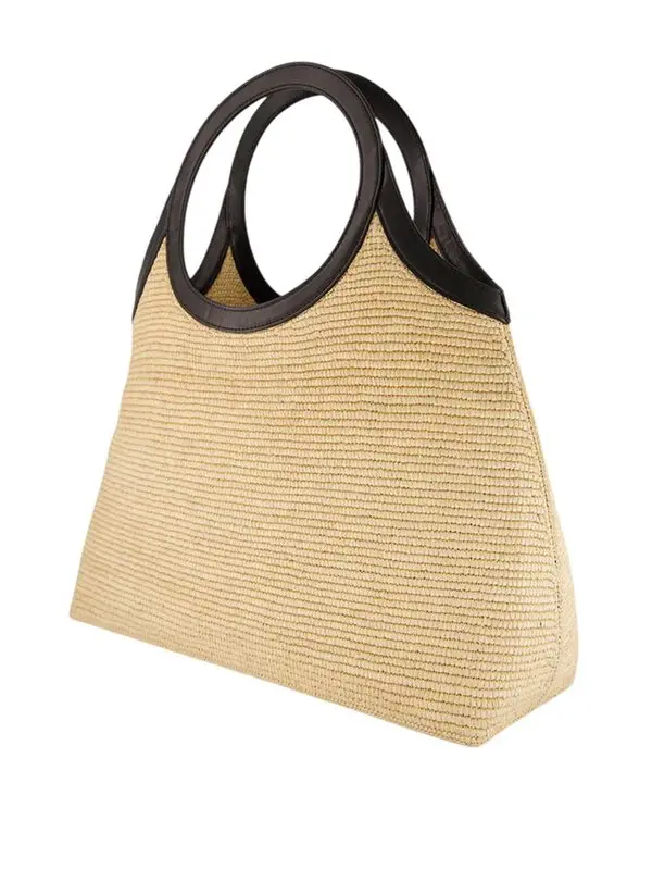 COURREGES Raffia Tote Bag With Leather Trim