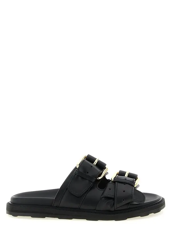 Moschino Double Strap Flatform Sandals - Black