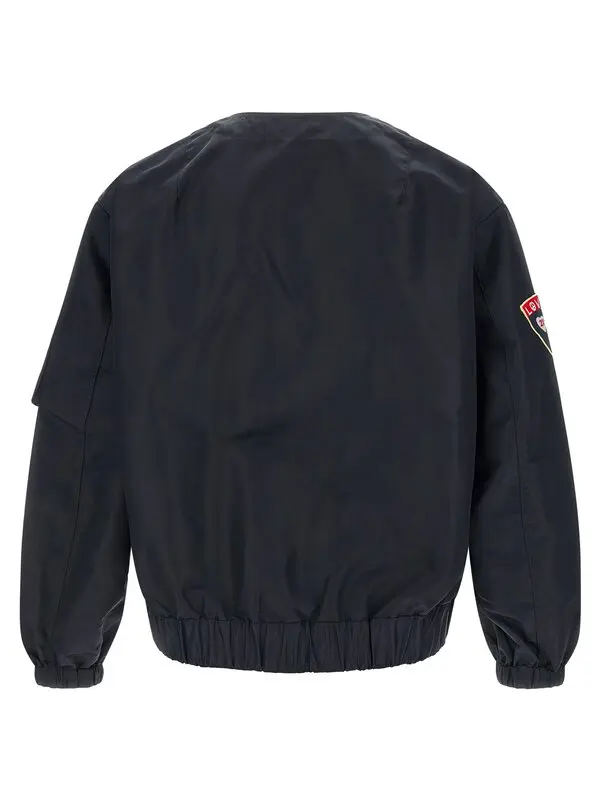 Kenzo Collarless Nylon Bomber Jacket With Patch Embellishments