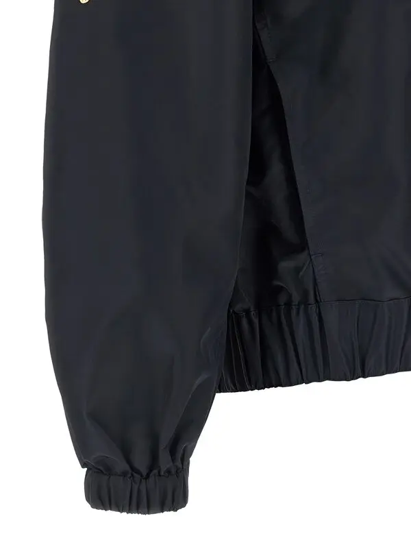 Kenzo Collarless Nylon Bomber Jacket With Patch Embellishments