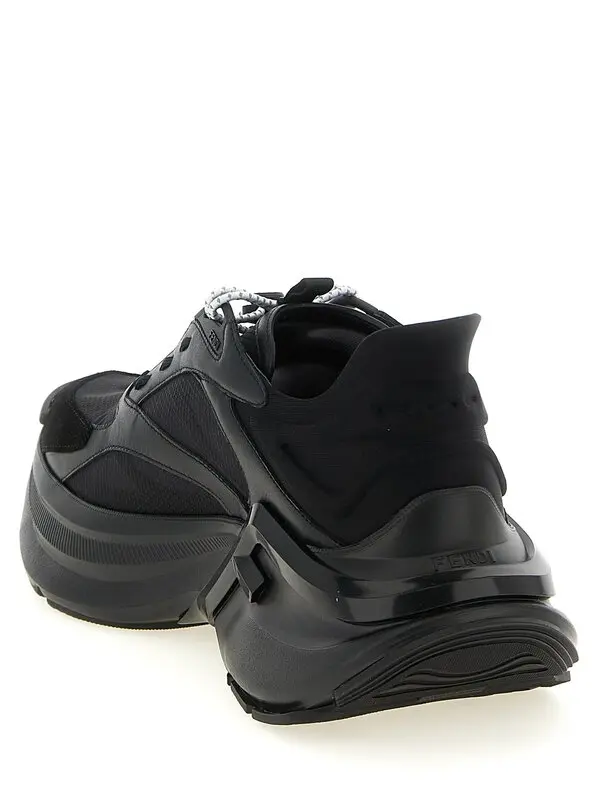 Fendi F-light Sneakers With Ff Pattern Laces - Black