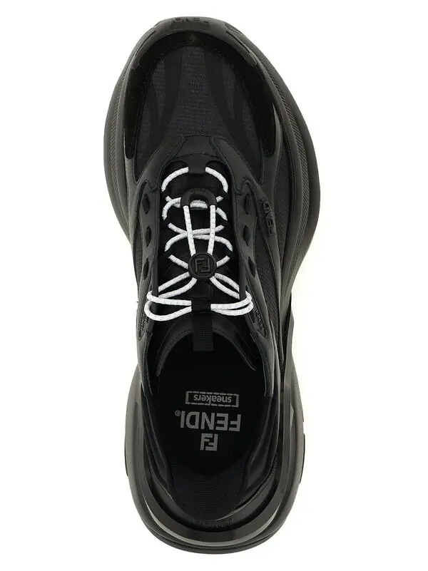 Fendi F-light Sneakers With Ff Pattern Laces - Black