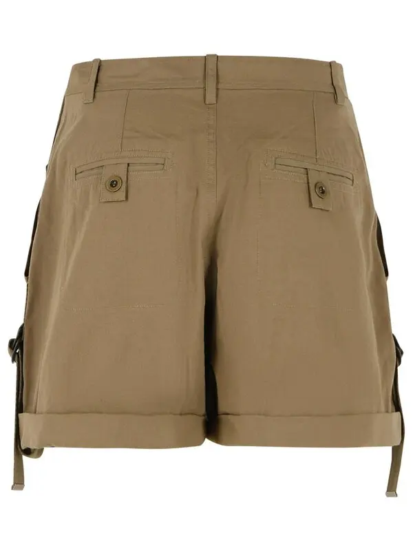Isabel Marant Étoile Cotton Pleated Shorts With Double Ring Detail - Green