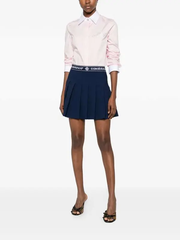 Casablanca Pleated Mini Skirt With Logo Band