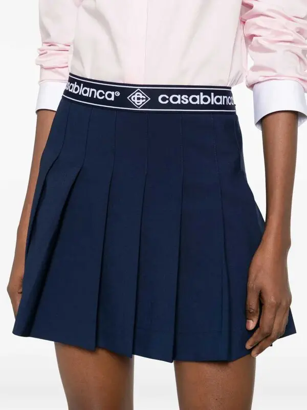 Casablanca Pleated Mini Skirt With Logo Band