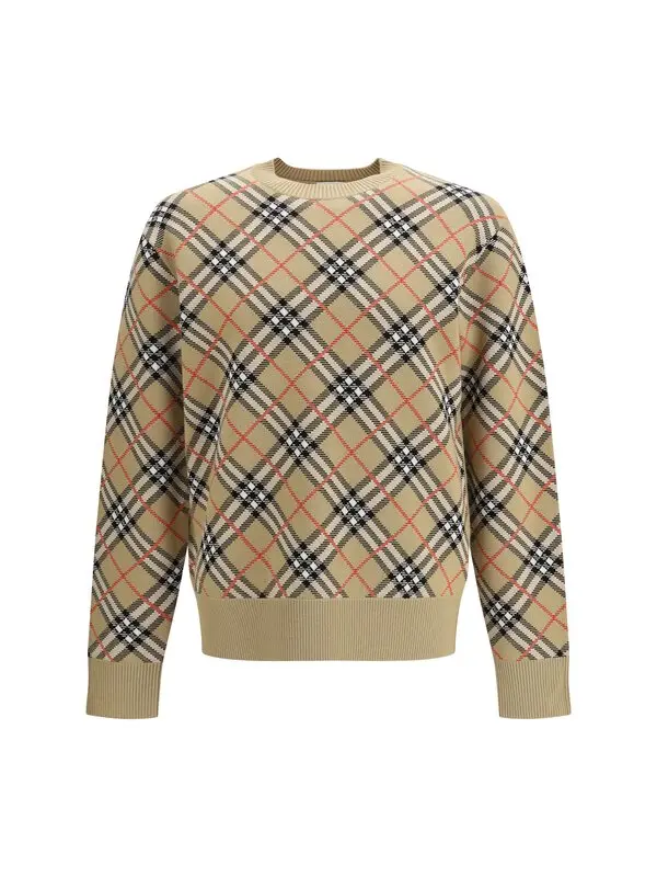 Burberry Wool Checkered Crew Neck Sweater