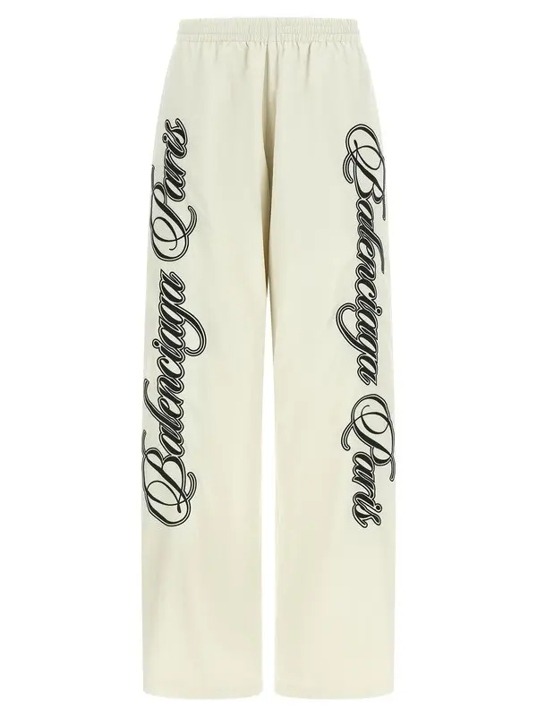 Balenciaga Cursive Embroidered Reversible Pants - Multicolor