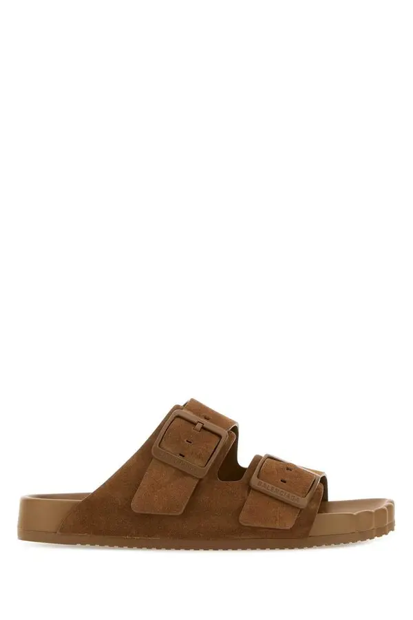 Balenciaga Camel Suede Sandals - Brown