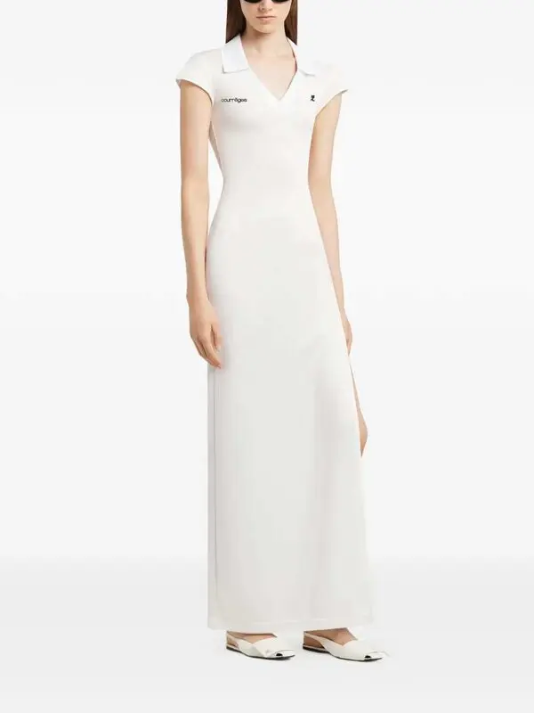 COURREGES Double F" Logo Polo Maxi Dress - White