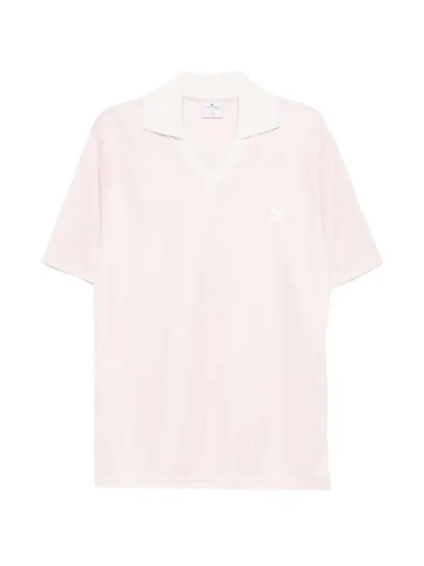 COURREGES V-neck T-shirt With Embroidered Logo