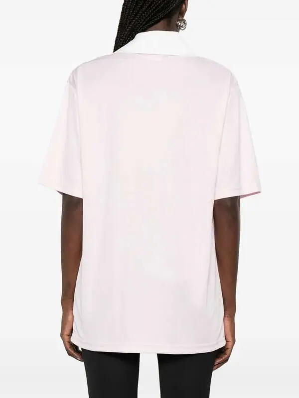 COURREGES V-neck T-shirt With Embroidered Logo